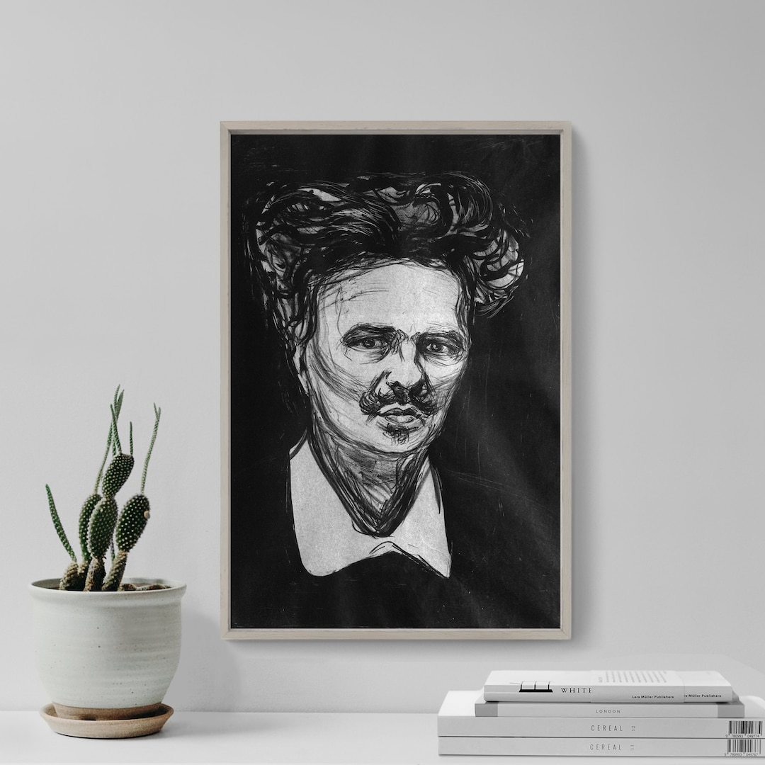 Edvard Munch - August Strindberg Portrait (1896) - Painting Photo ...