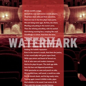 William Shakespeare Poem - All the World's a Stage - Poster Original ...
