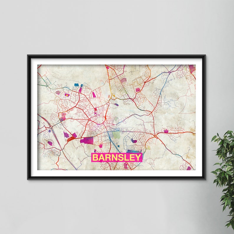 Barnsley Map Original Art Print City Street Map of - Etsy UK