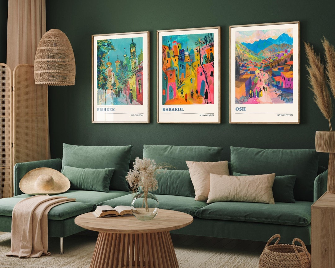 Set of Three Kyrgyzstan Travel Posters - Bishkek, Karakol, Osh - 3 ...