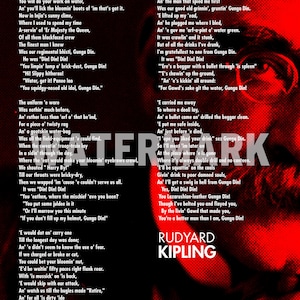Rudyard Kipling Poem - Gunga Din - Poster Original Art Print Photo Gift ...