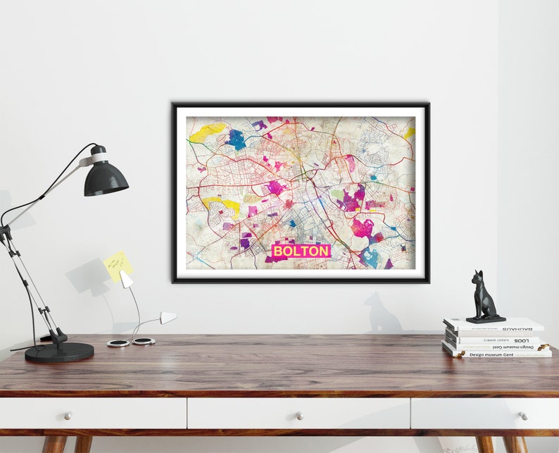Bolton Map Original Art Print City Street Map of Bolton | Etsy