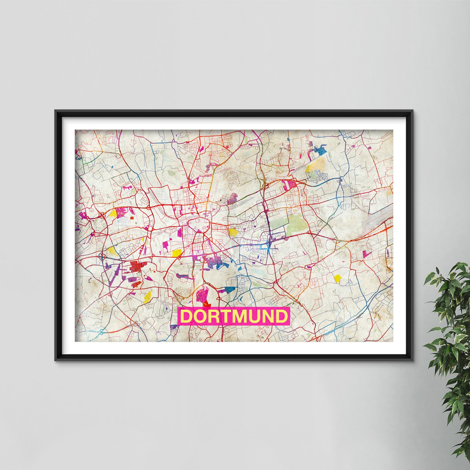 Dortmund Map Original Art Print City Street Map of | Etsy