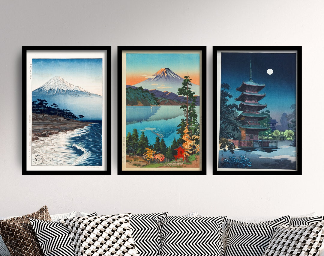 Set of Three Tsuchiya Koitsu Prints - 3 Blue Paintings - Photo Poster ...