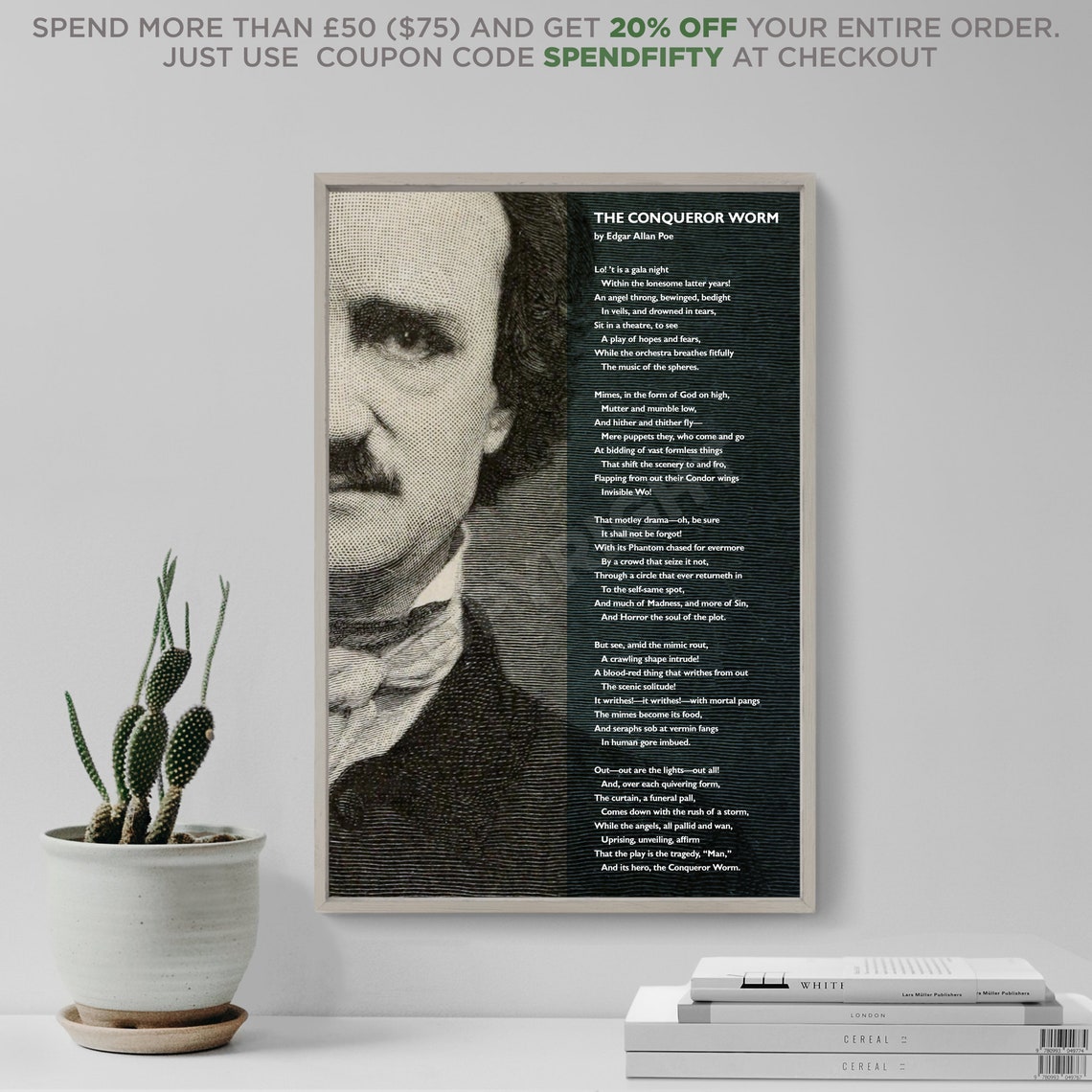 Edgar Allan Poe Poem The Conqueror Worm Poster Original | Etsy