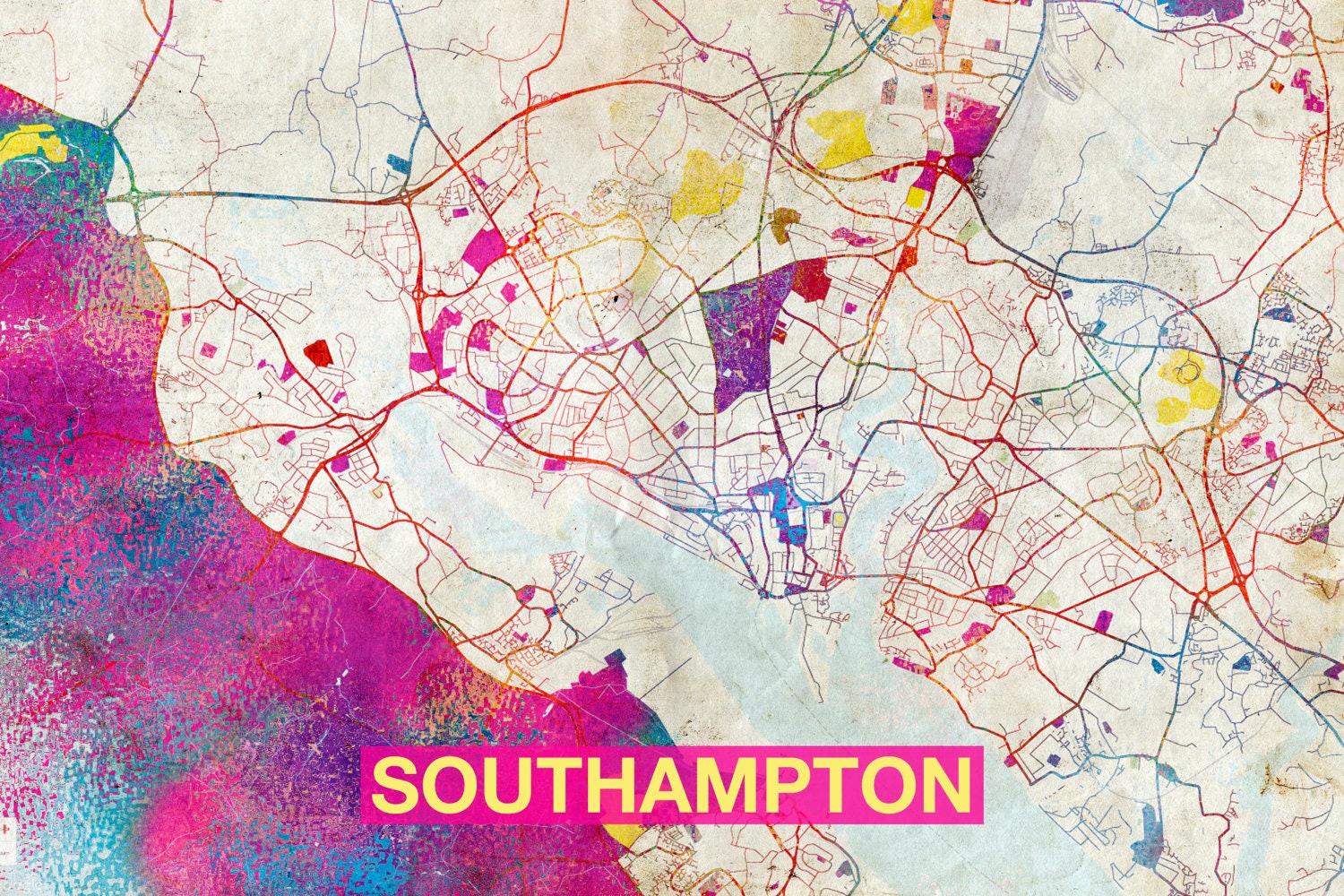 Southampton Map Original Art Print City Street Map of | Etsy