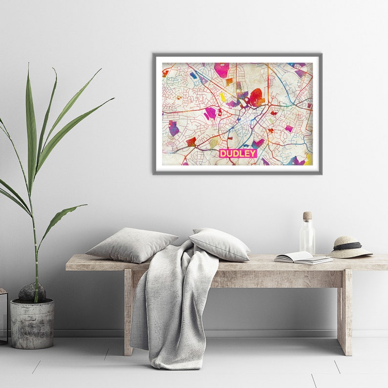 Dudley Map Original Art Print City Street Map of Dudley | Etsy