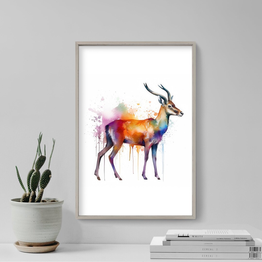 Watercolour Animal Antelope - Art Print Poster Painting - Museum ...