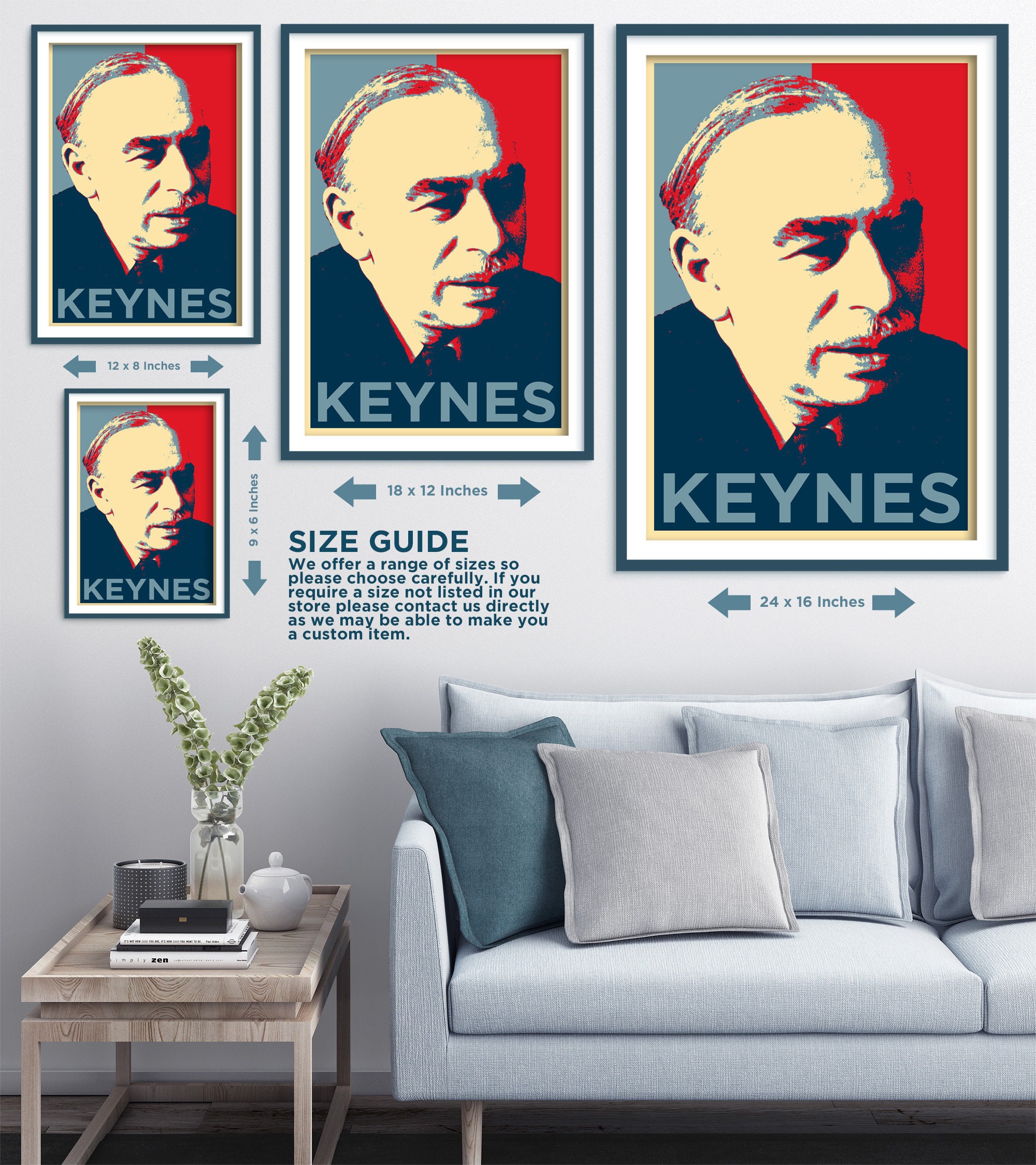 John Maynard Keynes Original Art Print - Photo Poster Gift Home Wall ...
