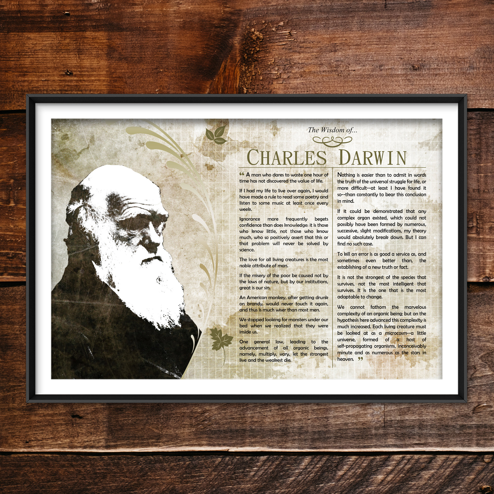 Charles Darwin Greatest Quotes Original Art Print Featuring | Etsy