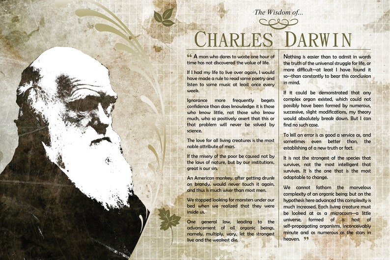 Charles Darwin Greatest Quotes Original Art Print Featuring - Etsy