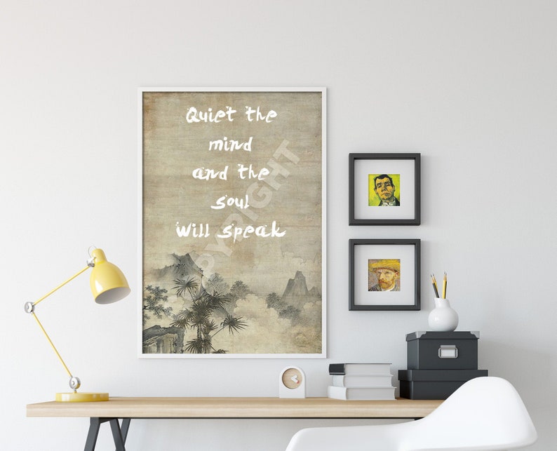 Zen Quote Poster 8 Quiet the Mind and the Soul Will Speak - Etsy