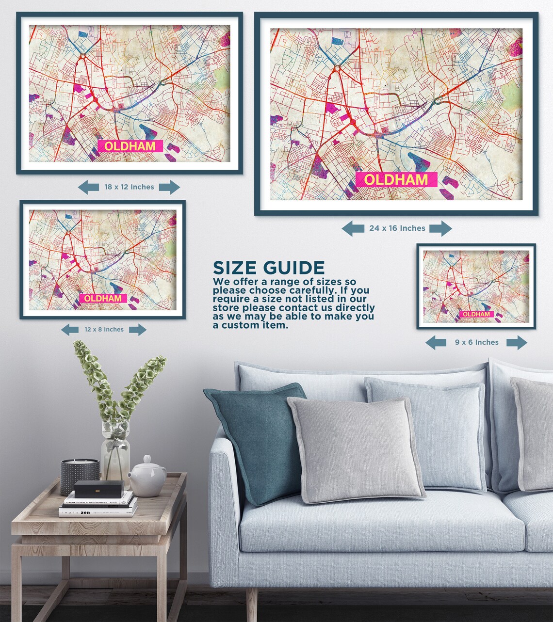 Oldham Map Original Art Print City Street Map of Oldham - Etsy
