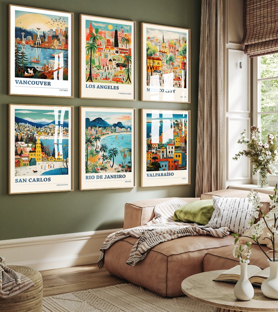Set of Six South and North American City Travel Posters - 6 Art Prints ...