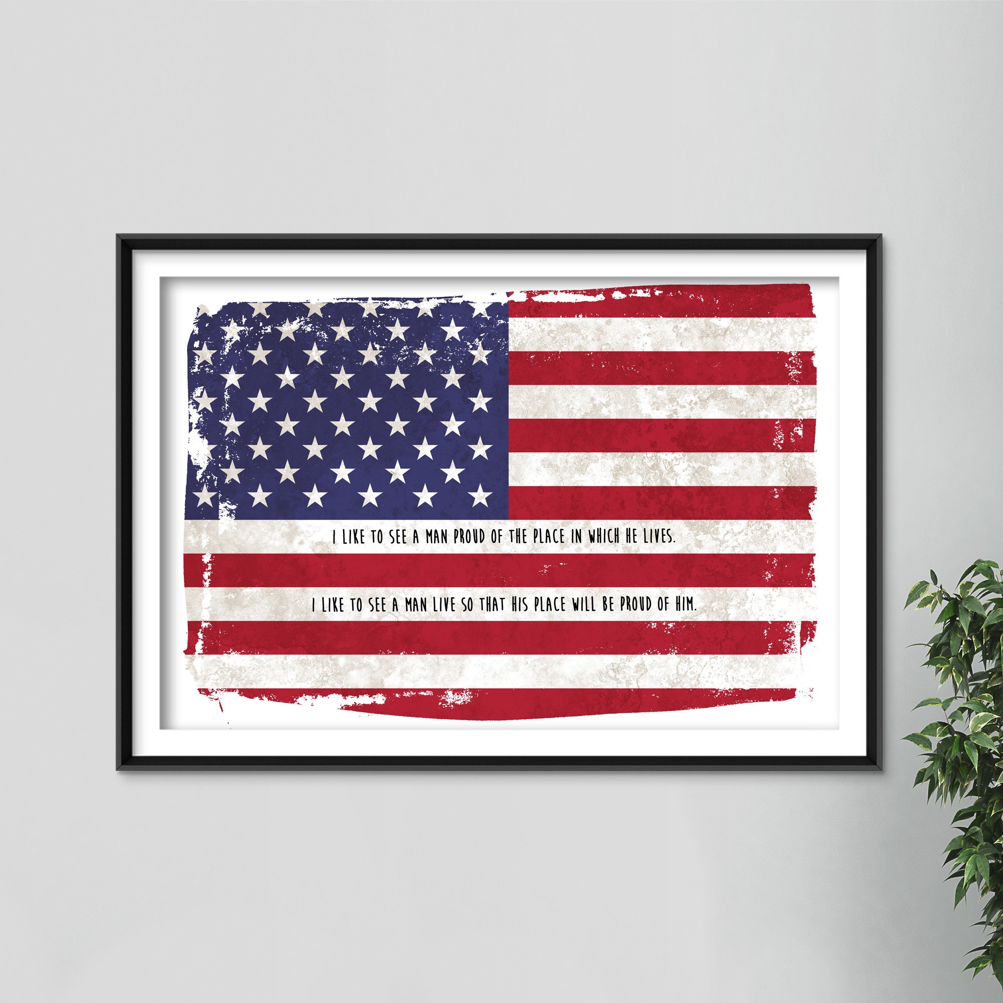 American Flag Motivational Print National Pride Quote | Etsy