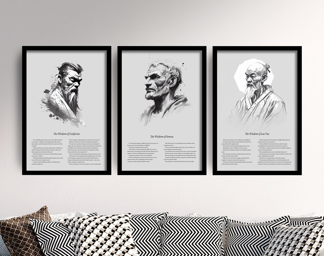 Set of Three Wisdom Prints - 3 Paintings Poster Wall Art Gift Giclée ...