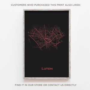Luton Map - Original Art Print (rainbow) - City Street Map of Luton ...