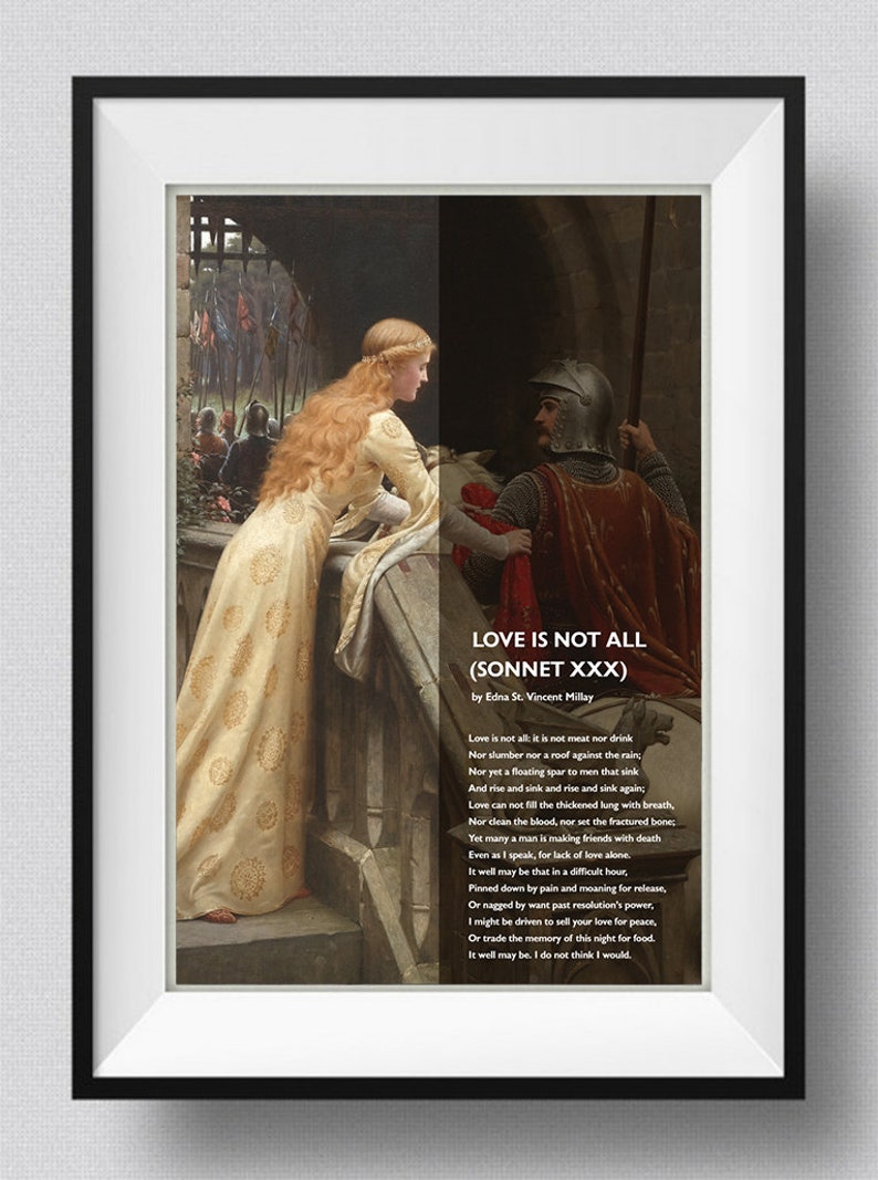 Love is Not All sonnet XXX Poem by Edna St. Vincent Millay - Etsy