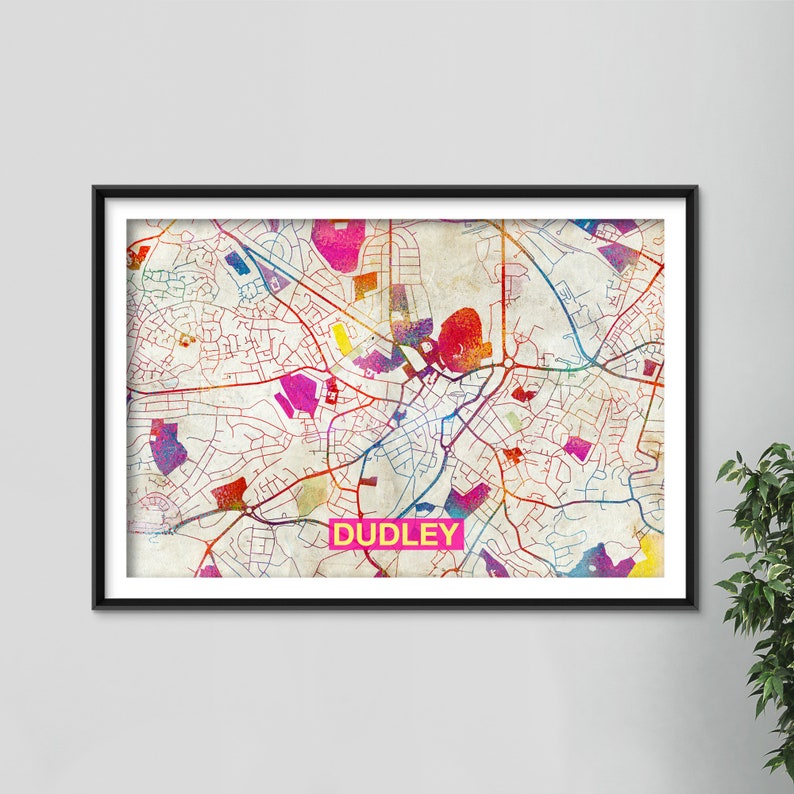 Dudley Map Original Art Print City Street Map of Dudley | Etsy