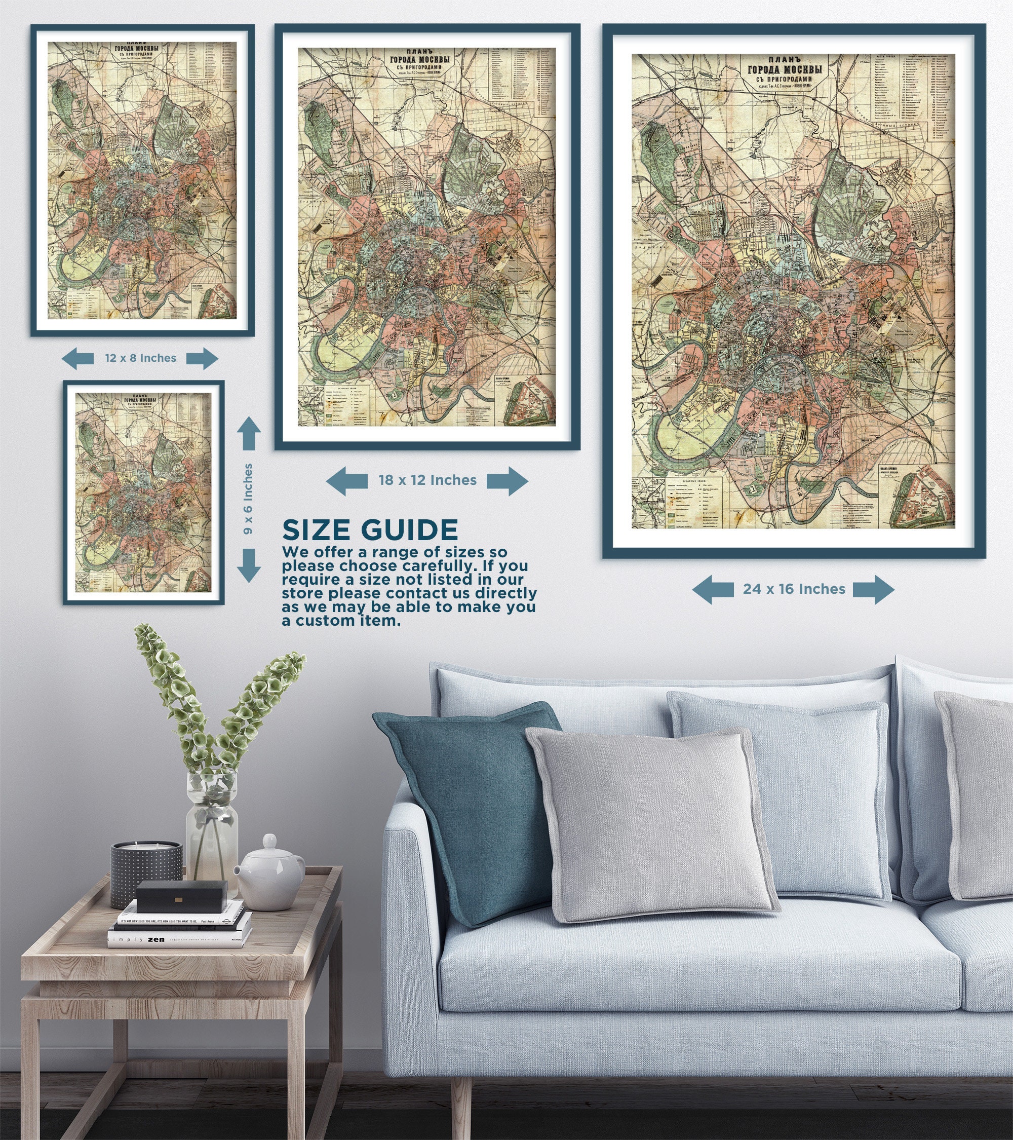 Historic Map of Moscow (russia) From 1917 (reproduction) Photo Poster ...