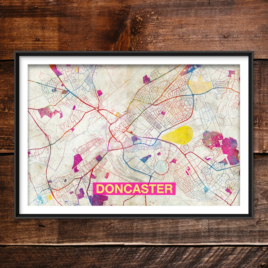 Doncaster Map - Original Art Print (rainbow) - City Street Map of ...