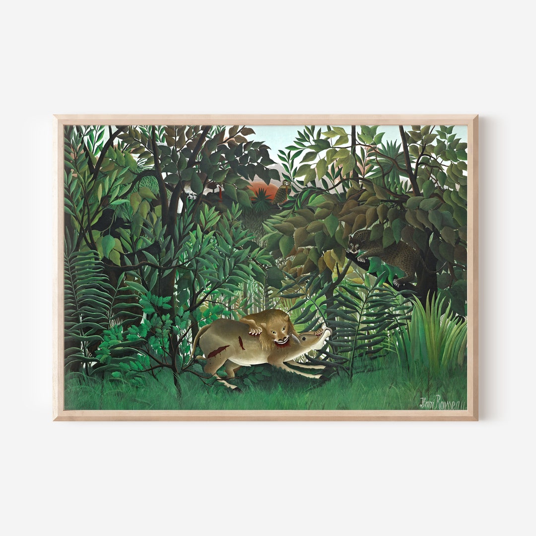 Henri Rousseau - the Lion Being Hungry Throws Himself on the Antelope ...