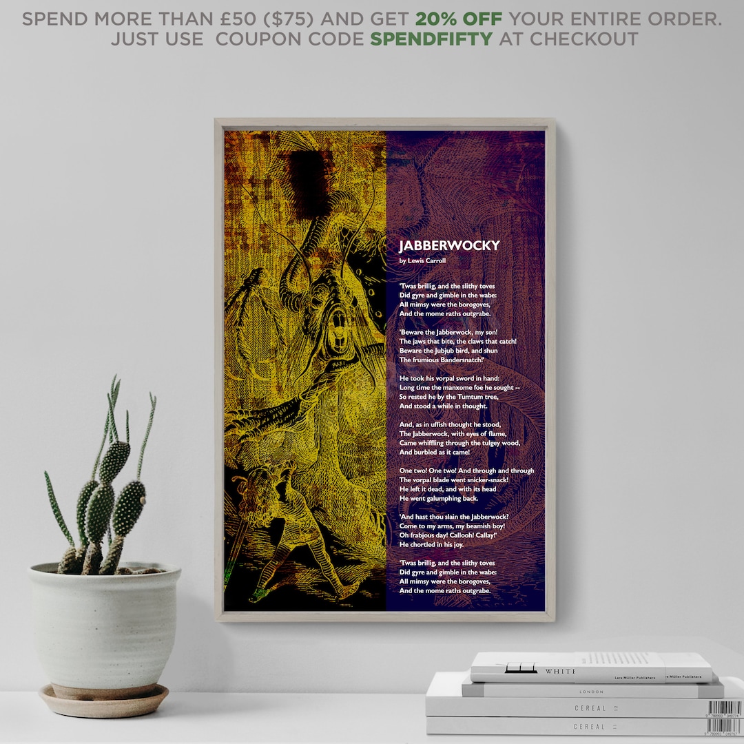 The Jabberwocky - Poem by Lewis Carroll - Art Print Poster Gift Photo ...