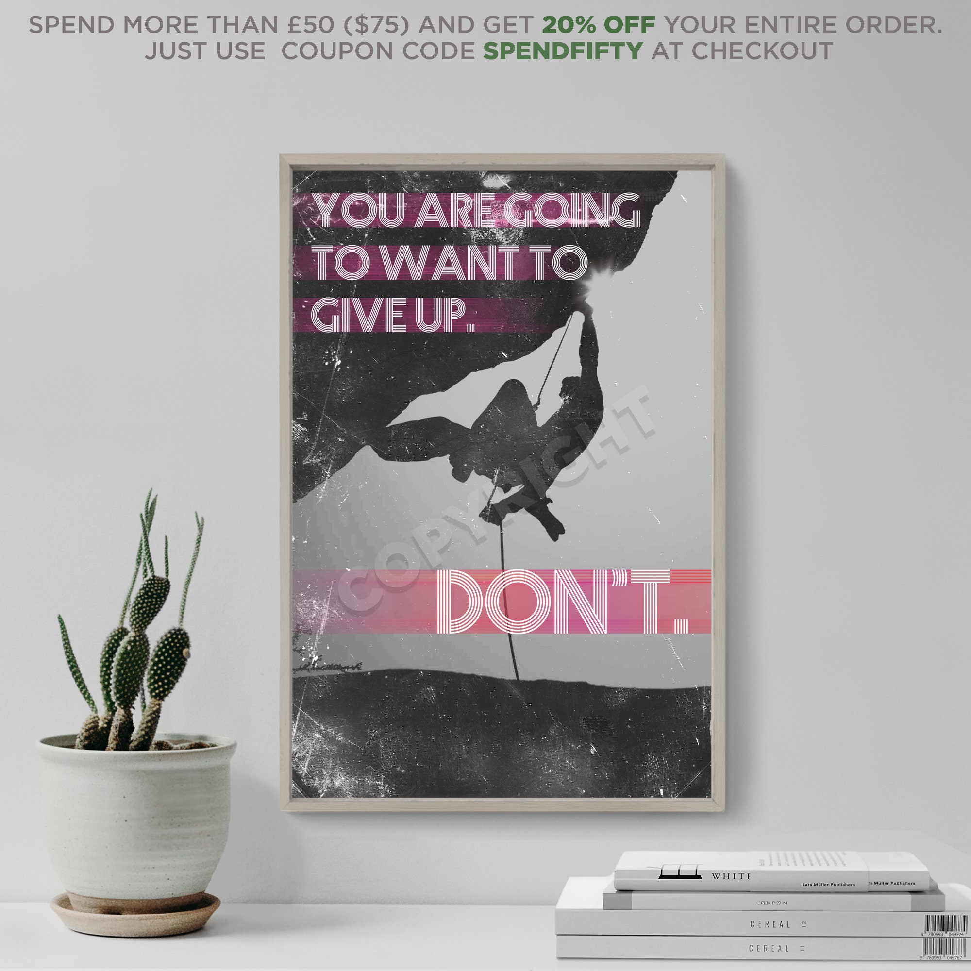 ROCK CLIMBING MOTIVATION Unique Art Print Photo Poster Gift | Etsy