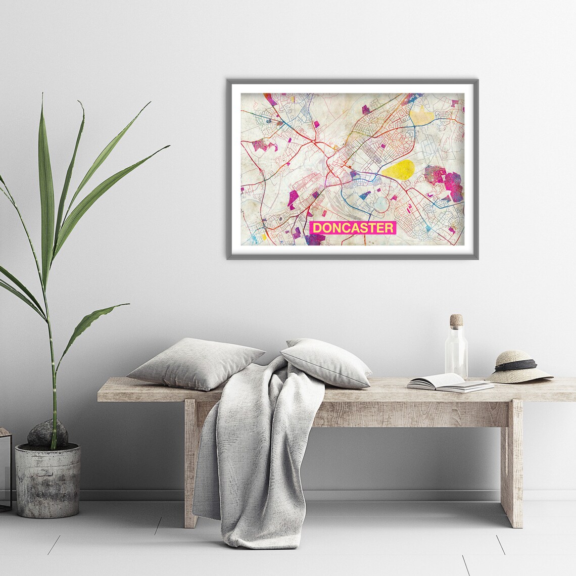 Doncaster Map Original Art Print City Street Map of - Etsy