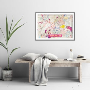 Doncaster Map - Original Art Print - City Street Map of Doncaster ...
