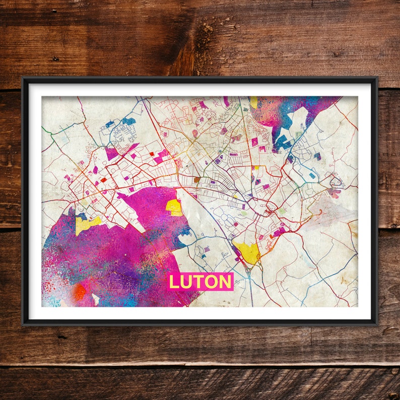 Luton Map Original Art Print City Street Map of Luton - Etsy