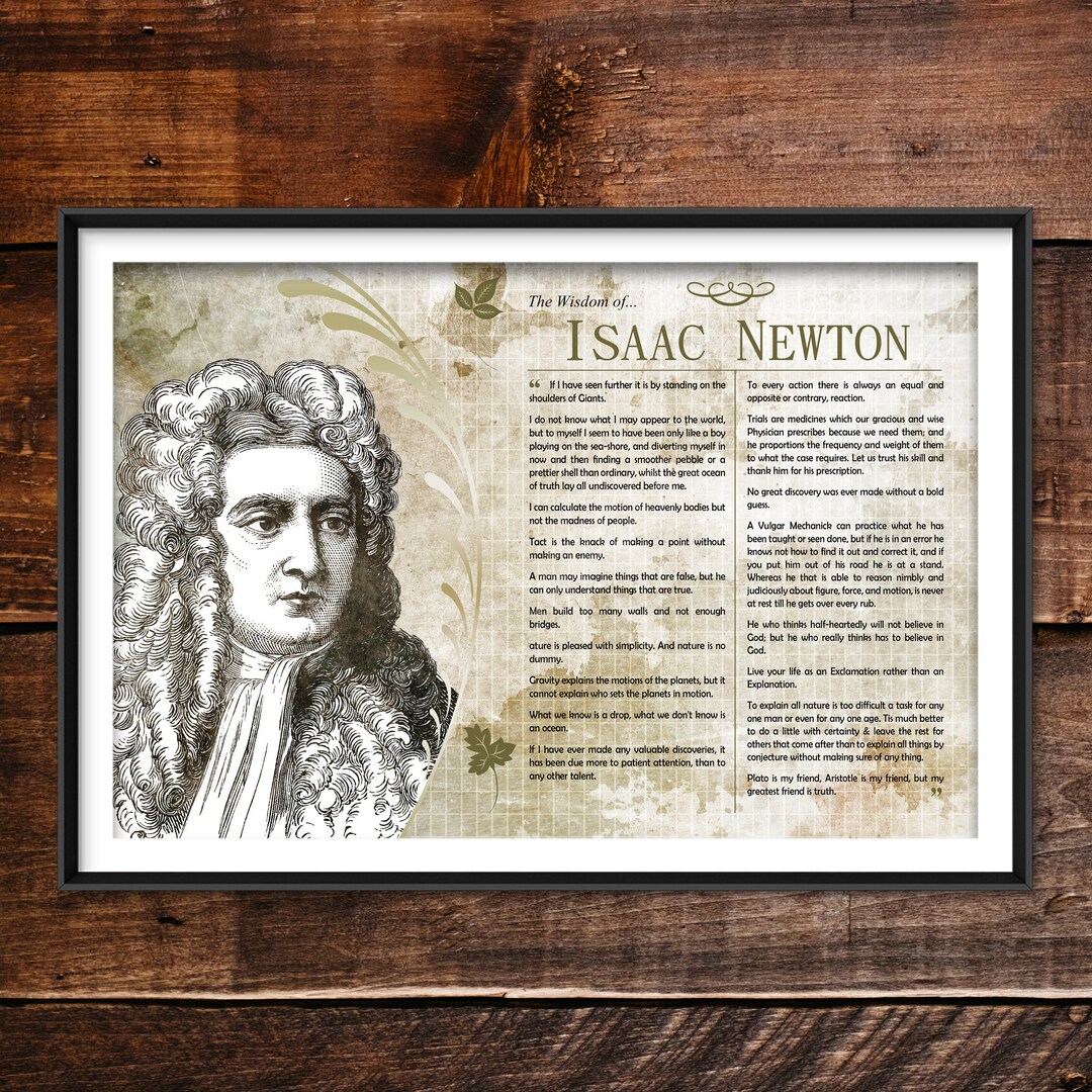 Isaac Newton Greatest Quotes - Original Art Print Featuring His Deepest ...