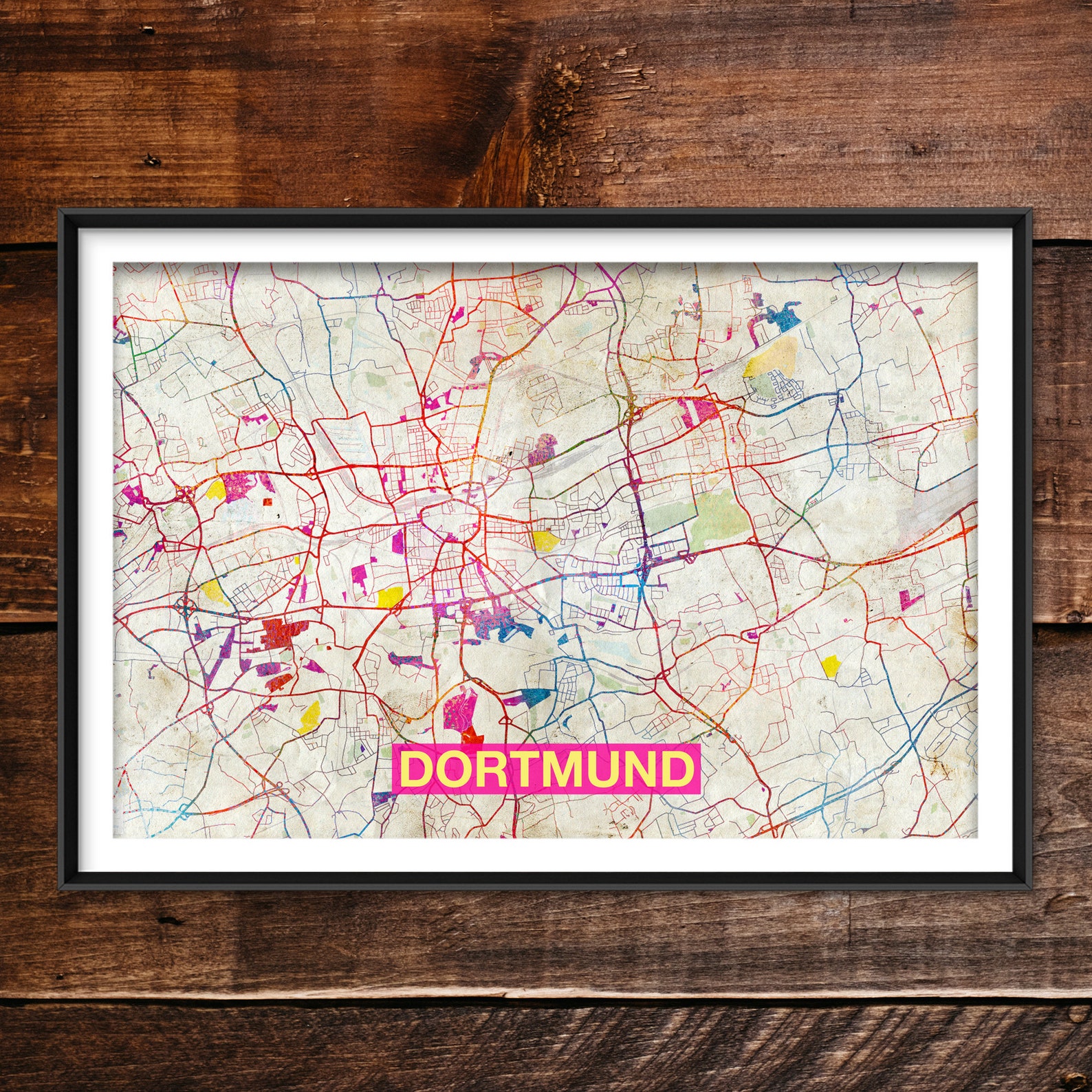 Dortmund Map Original Art Print City Street Map of | Etsy