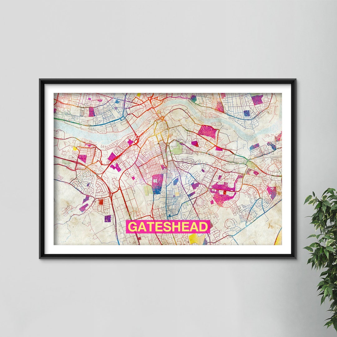 Gateshead Map - Art Print - City Street Map of Gateshead, England ...