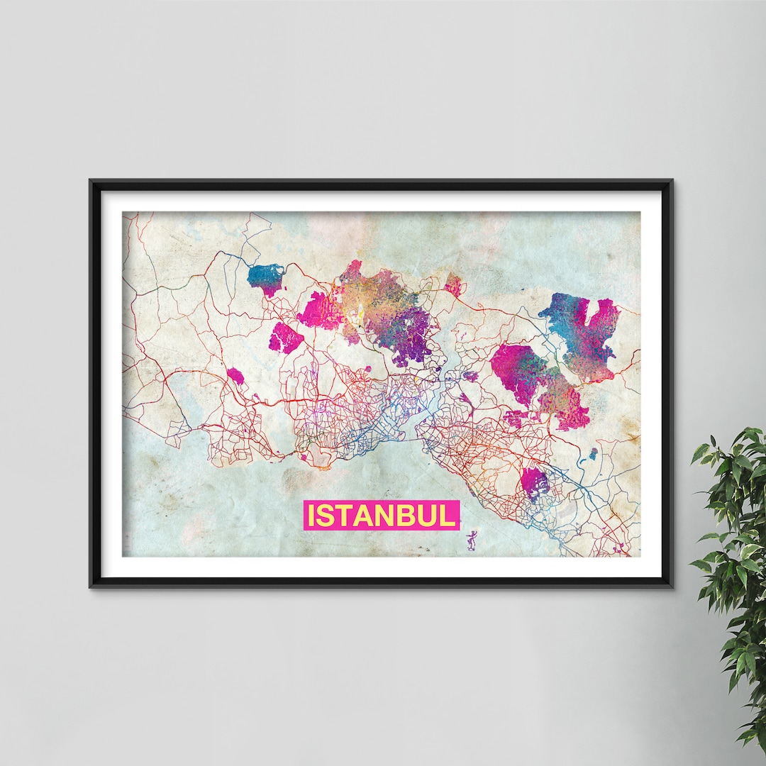 Istanbul Map - Original Art Print - City Street Map of Istanbul, Turkey ...