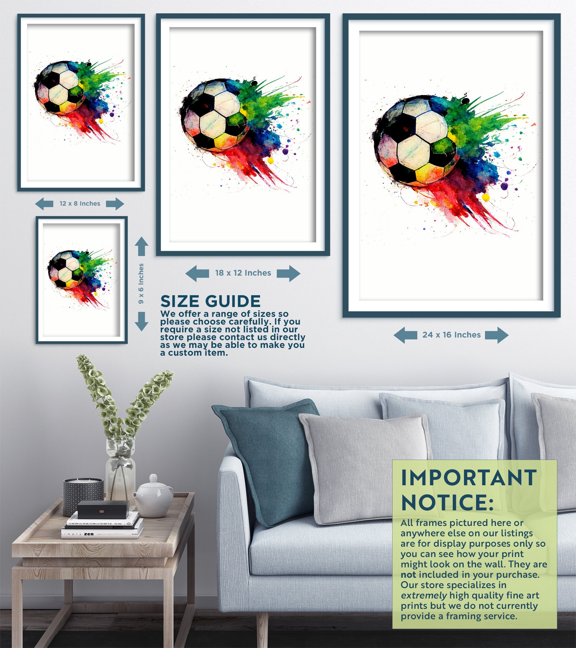 Football Watercolour Art Print Poster - Colourful Paint Splashes - Gift ...