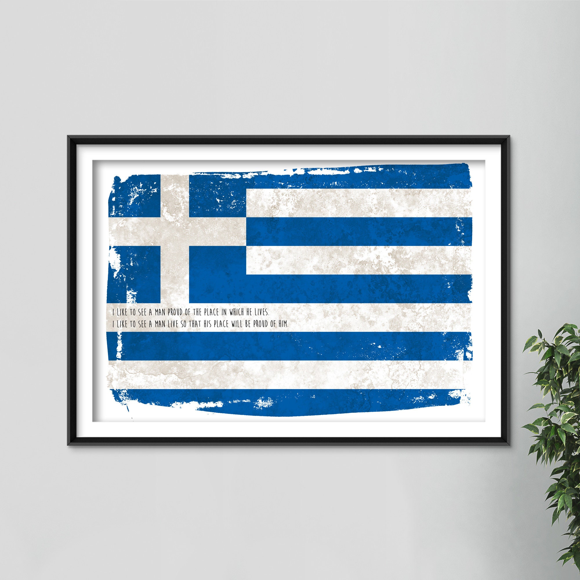 Greek Flag Motivational Print National Pride Quote Unique | Etsy