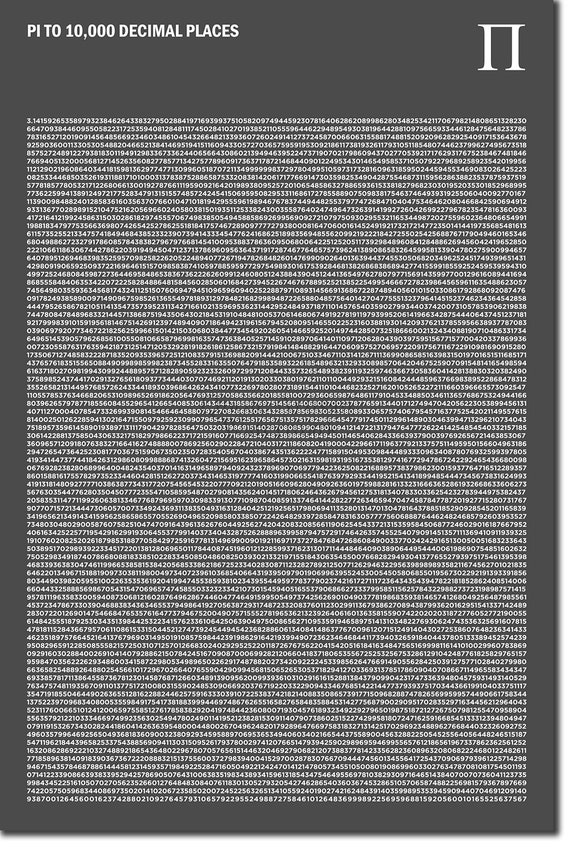 Pi to 10000 digits Grey Original Art Print Photo Poster | Etsy