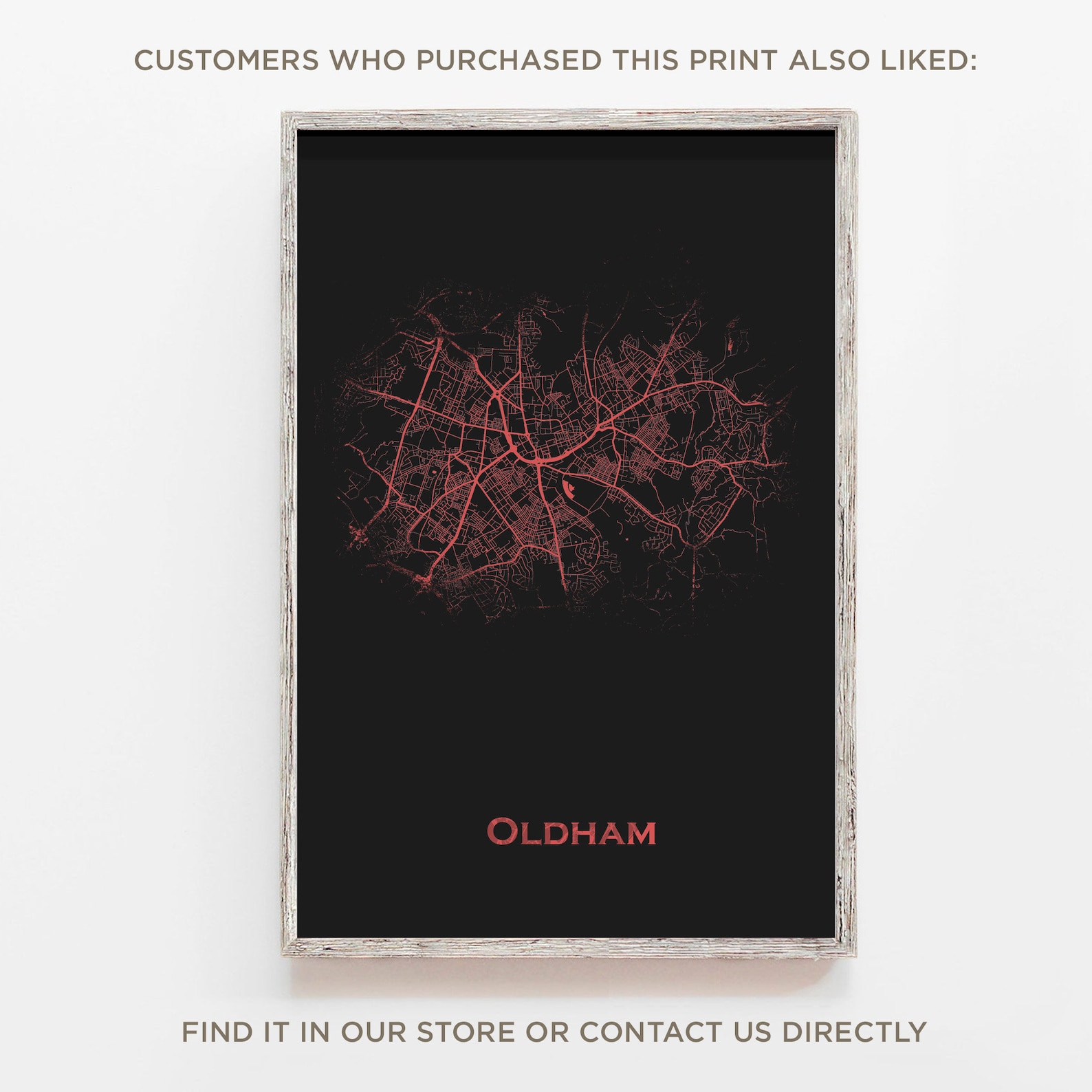 Oldham Map Original Art Print City Street Map of Oldham - Etsy