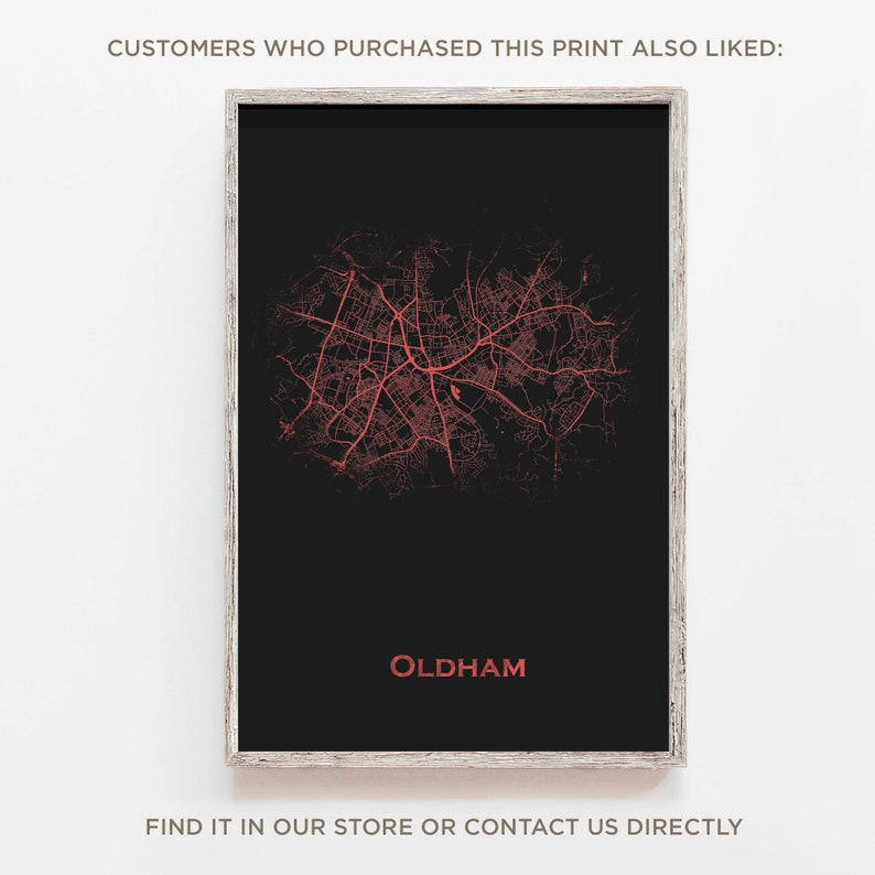 Oldham Map Original Art Print City Street Map of Oldham - Etsy