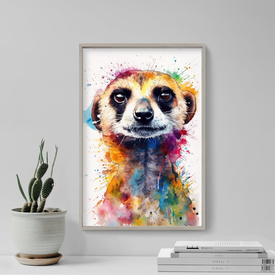Watercolor Painting of A Meerkat - Art Print Poster Painting - Giclee ...