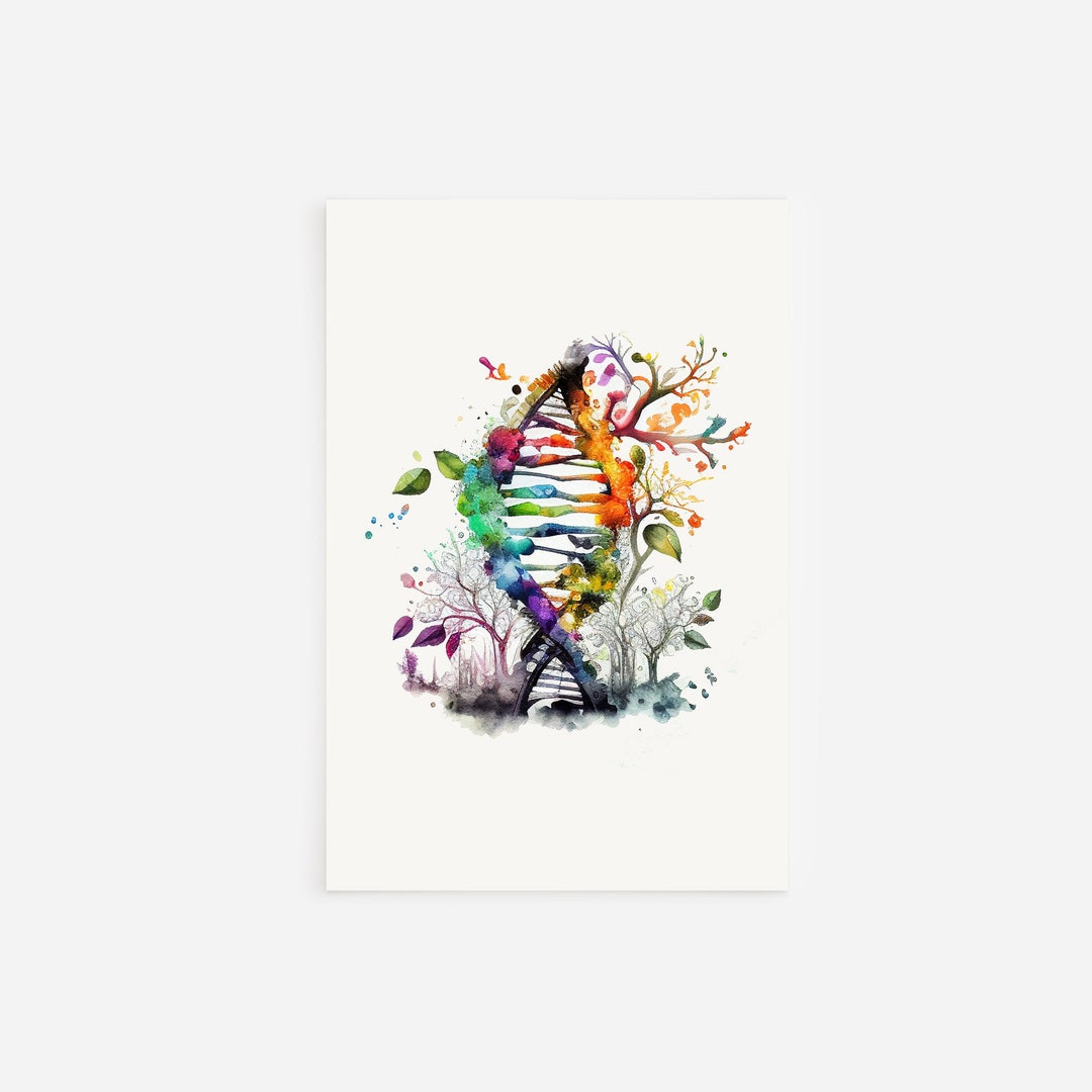 Watercolour Silhouettes - Dna Genome Sequence - Art Print Poster ...