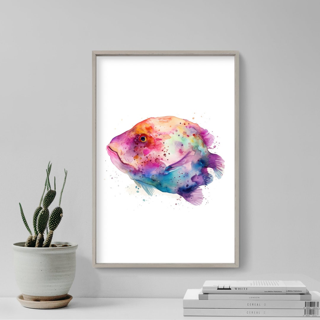 Watercolour Animal Blobfish - Art Print Poster Painting - Museum ...