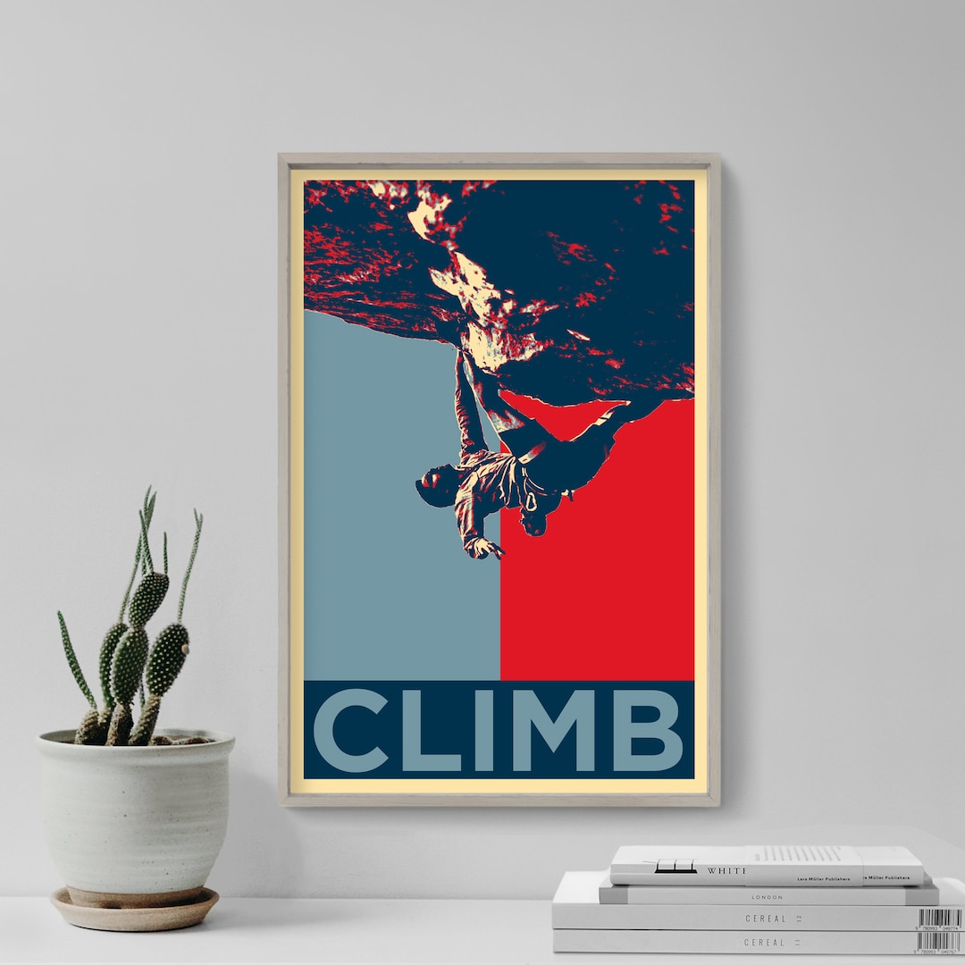 Rock Climbing Original Art Print - Bouldering Poster, Mountaineering ...