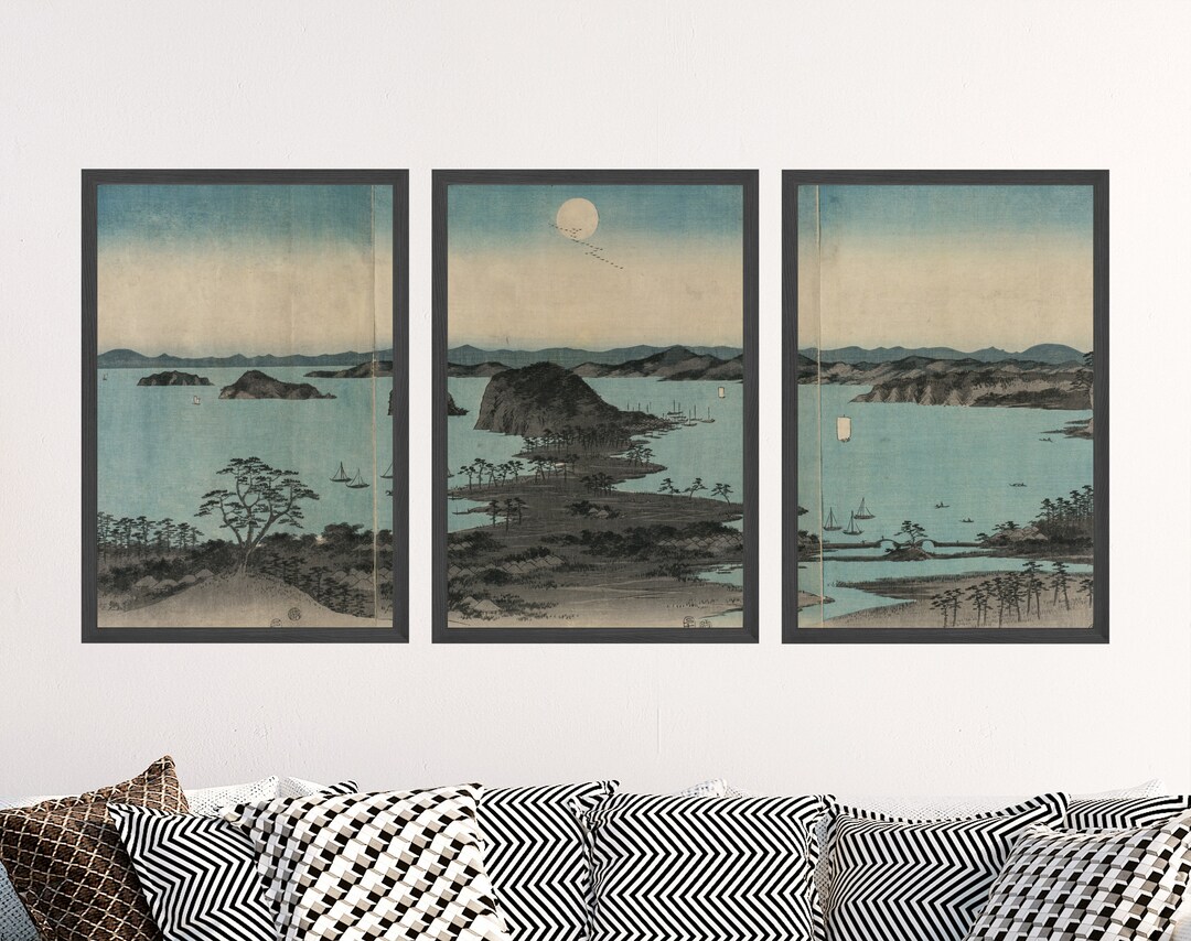 Set of Three Utagawa Hiroshige Prints - Eight Views of Kanazawa at ...