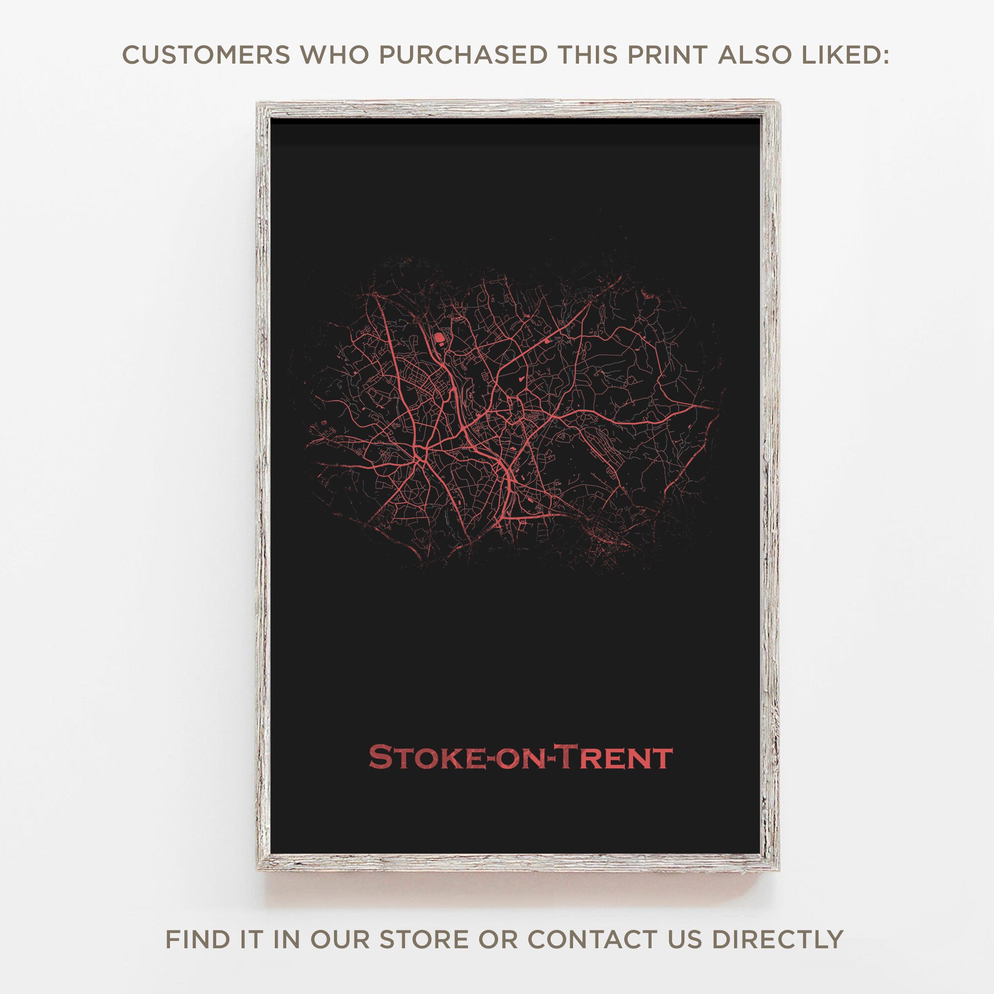 Stoke-on-trent Map Original Art Print City Street Map of - Etsy UK