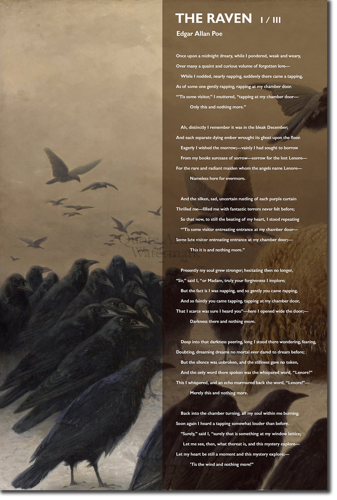The Raven Poem Series 1 of 3 by Edgar Allan Poe allen Art - Etsy UK