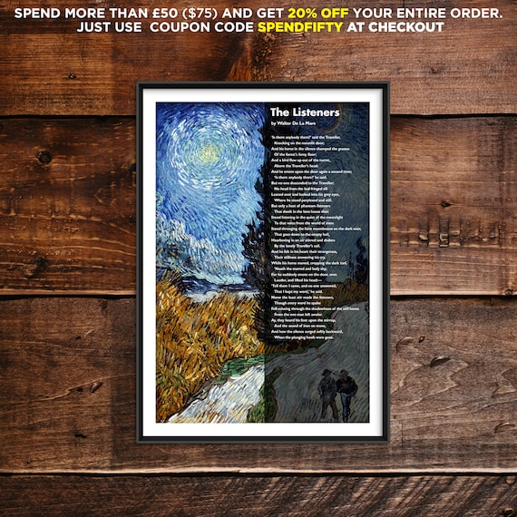 The Listeners Poem by Walter De La Mare starry Night Art | Etsy