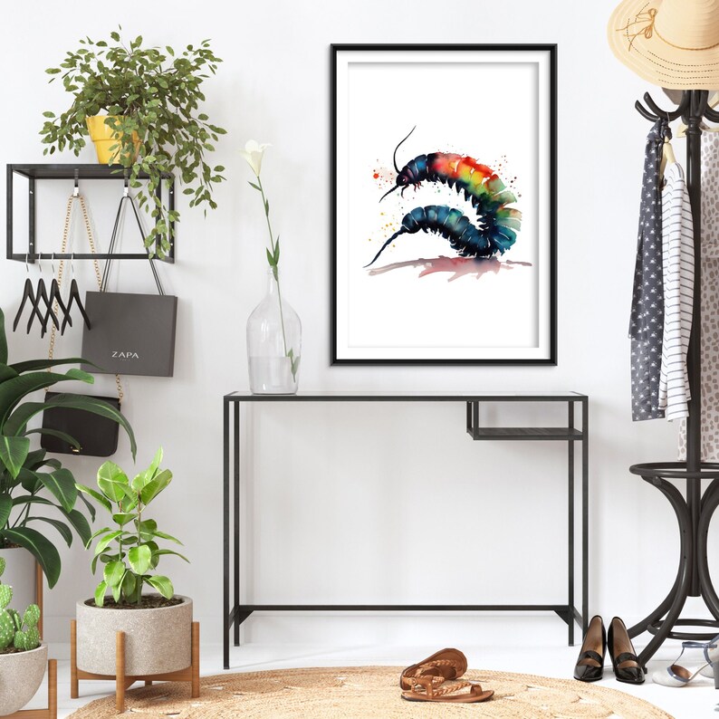 Watercolour Animal Centipede - Art Print Poster Painting - Museum ...