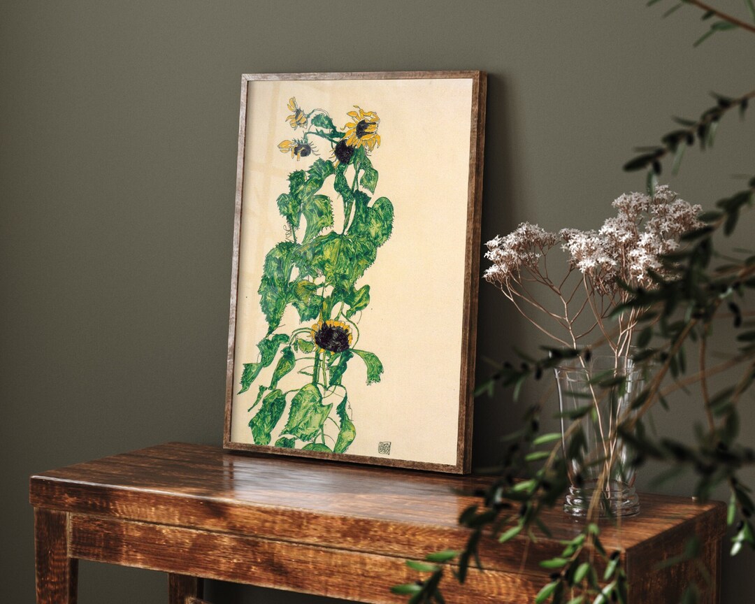 Egon Schiele - Sunflowers (1917) - Classic Painting Photo Poster Print ...